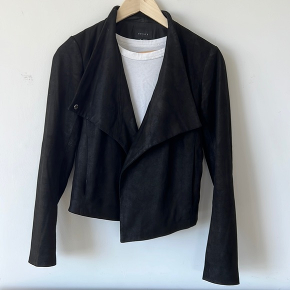 Theory | Jackets & Coats | Theory Kenza Black Suede Draped Jacket P ...